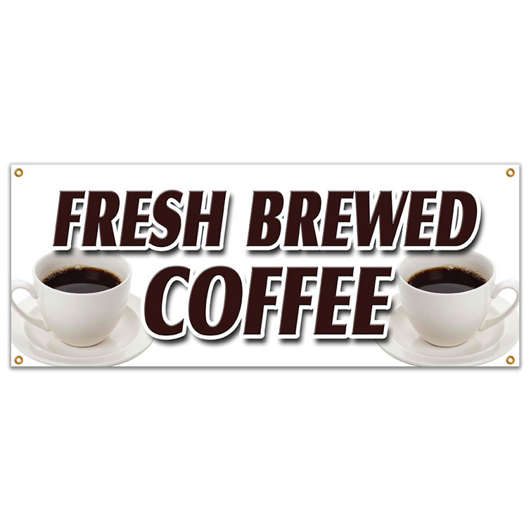 SignMission FRESH BREWED COFFEE BANNER SIGN Iced Brew Drinks Espresso Cappuccino - Wayfair Canada
